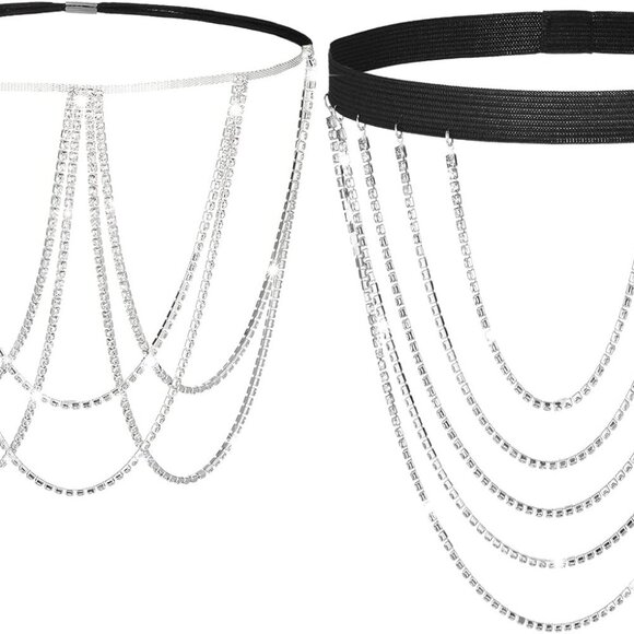 Accessories | Crystal Leg Chains Silver Layered Body Jewelry Thigh ...
